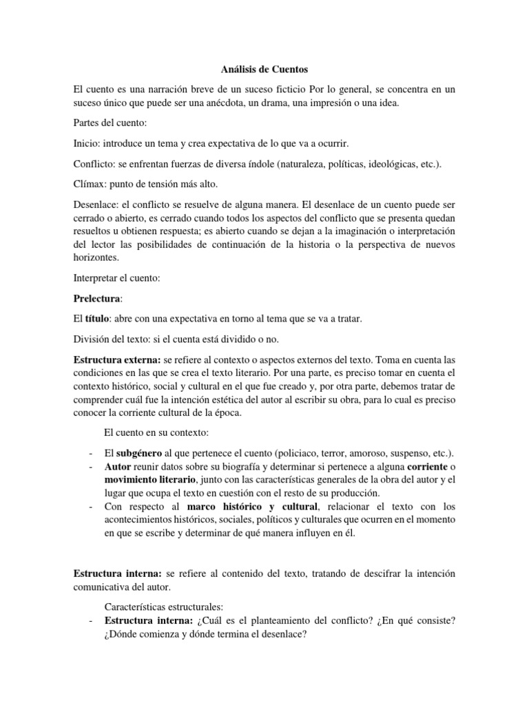Análisis Estructural de Cuentos | PDF | Narración | Cuentos