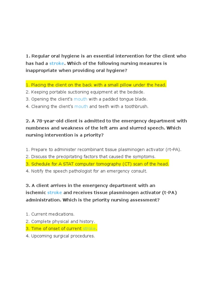 NCLEX-RN Neuro Practice Questions | PDF | Spinal Cord Injury | Meningitis
