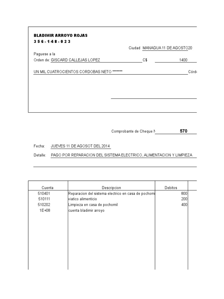 Comprobante de Cheque