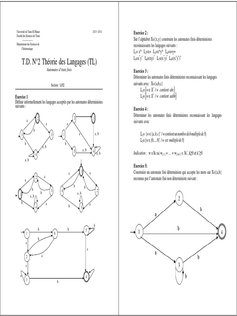 TL TD02 | PDF | Méthode formelle (informatique) | Informatique théorique