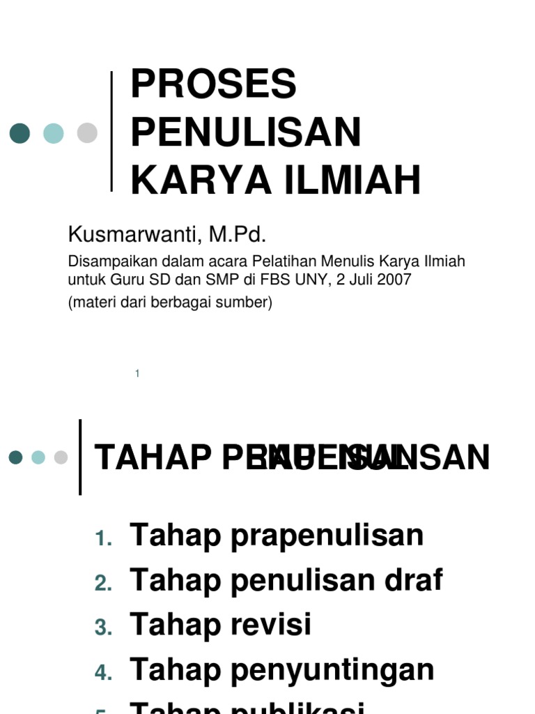 Proses Penulisan Karya Ilmiah | PDF