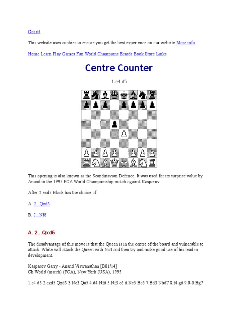 Center Counter Gambit | PDF | Chess Competitions | Chess