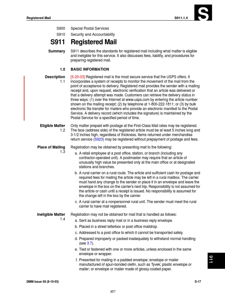 USPS Registered Mail Guide | PDF | Registered Mail | Mail