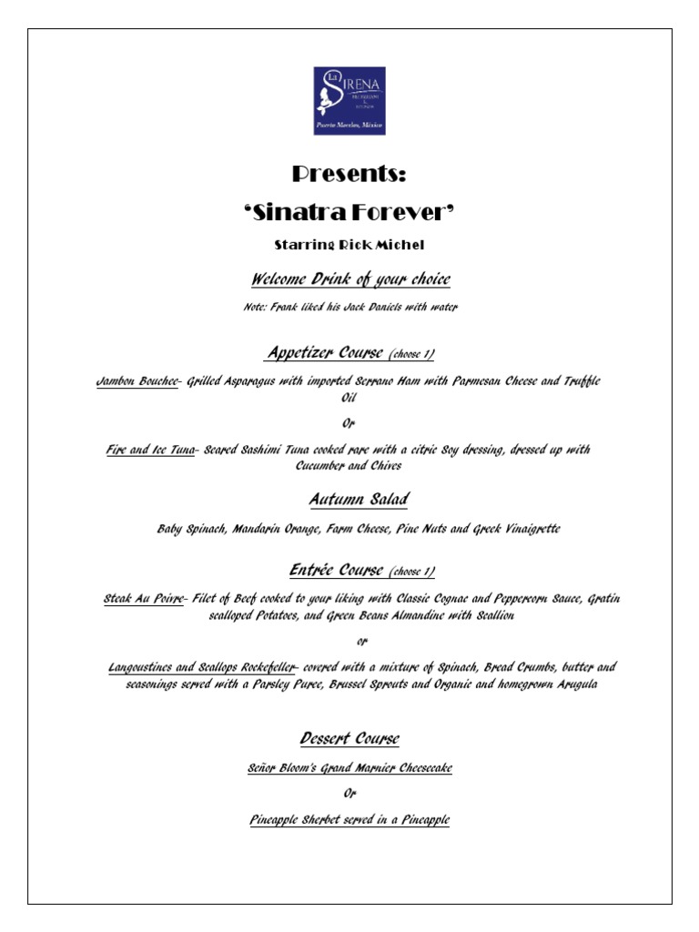 Sinatra Forever Menu 2017 December | PDF