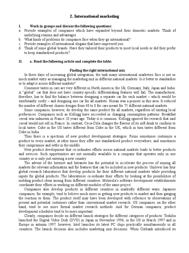 Examples of International Products | PDF | Brand | Advertising