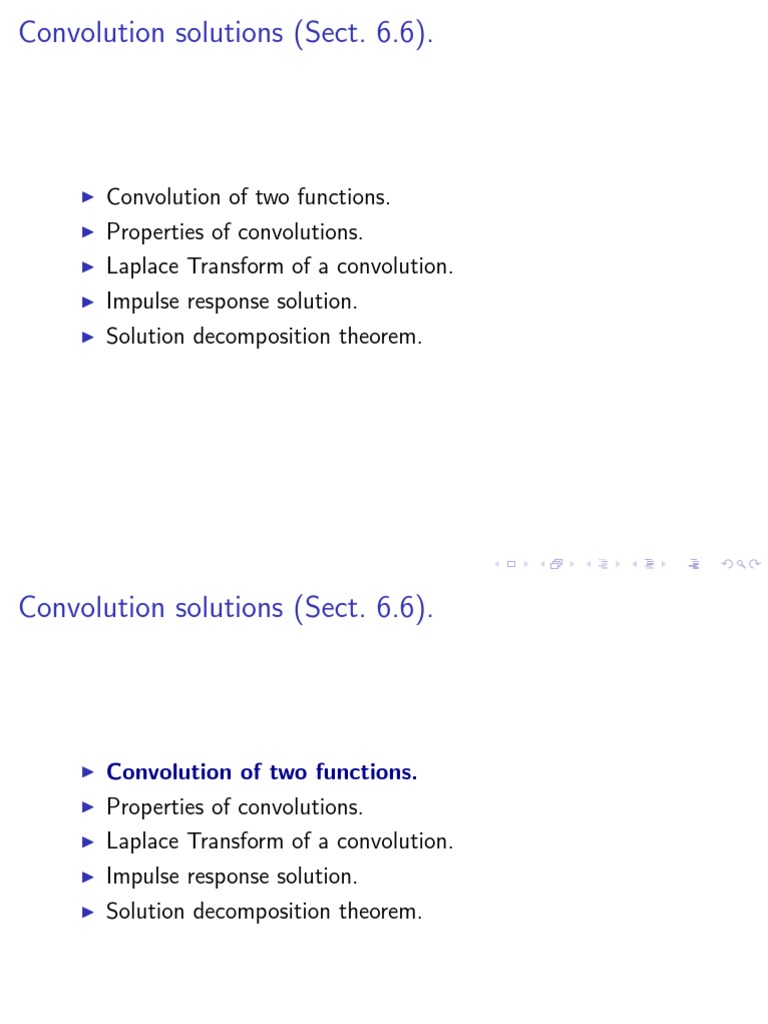 Convolution Functions and Properties | PDF | Convolution | Laplace Transform
