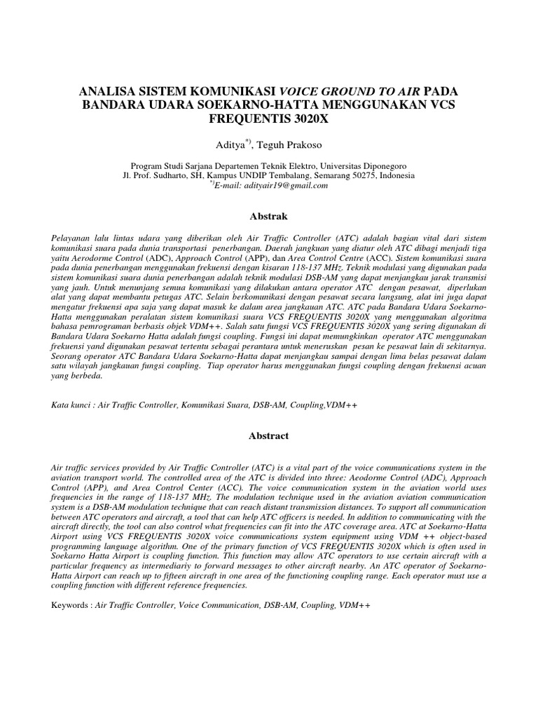 VCS Frequentis 3020X di Bandara Soekarno-Hatta | PDF | Sains & Matematika