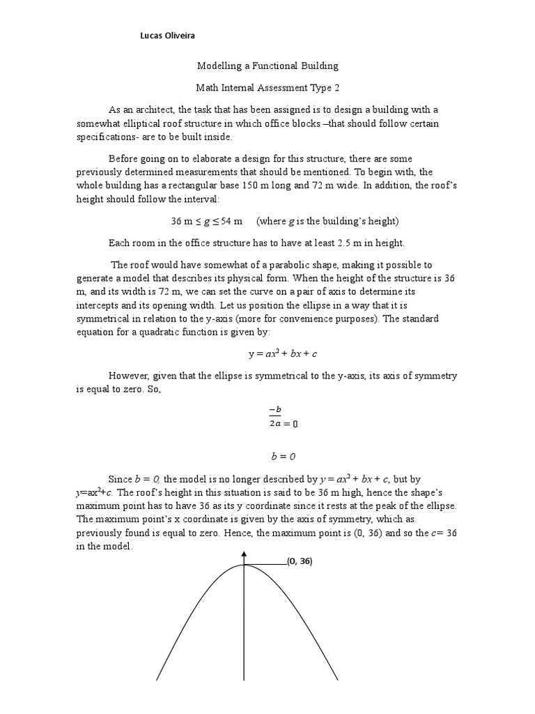 Math IA Modeling | Ellipse | Maxima And Minima
