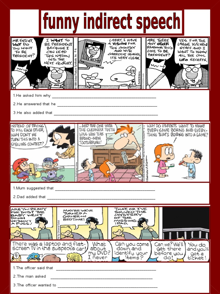 Comic Strips - Reported Speech | Lazer