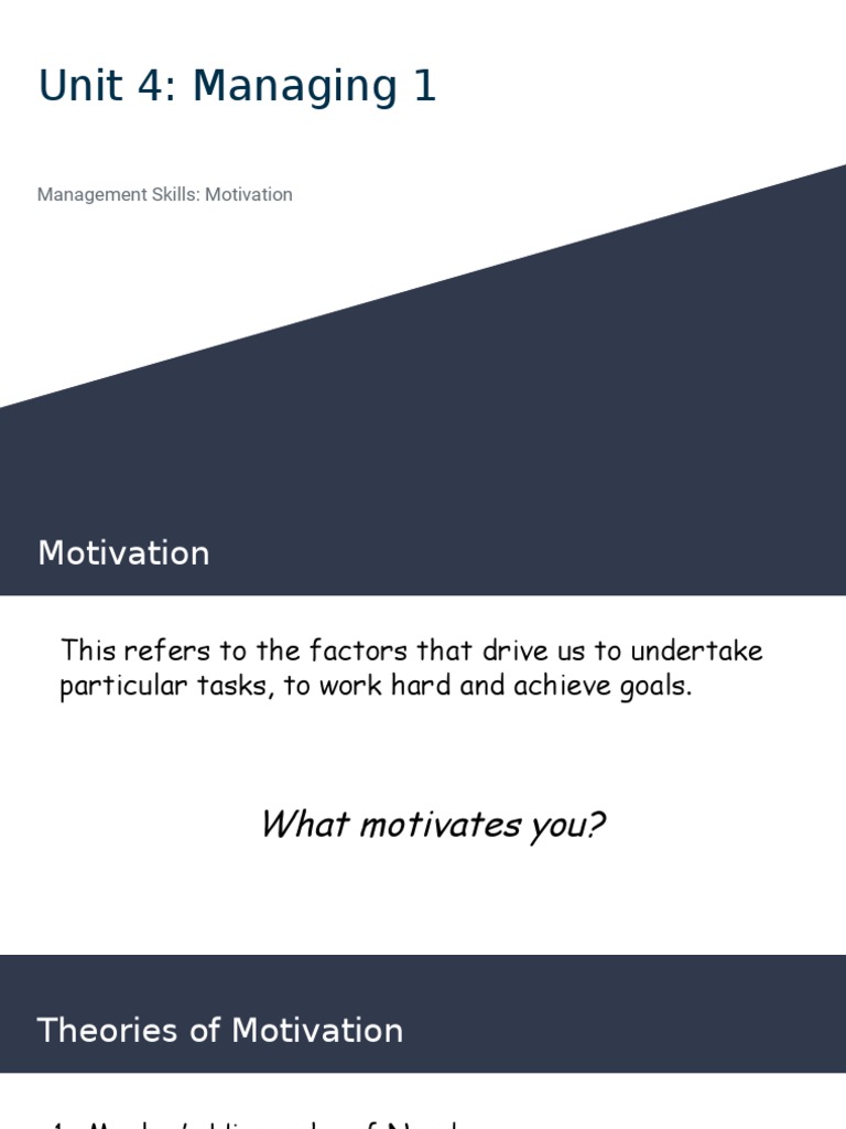 Management Skills - Motivation | PDF | Self Actualization | Motivation