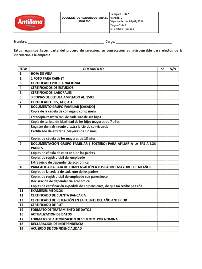 Check List Contratacion | PDF | Business