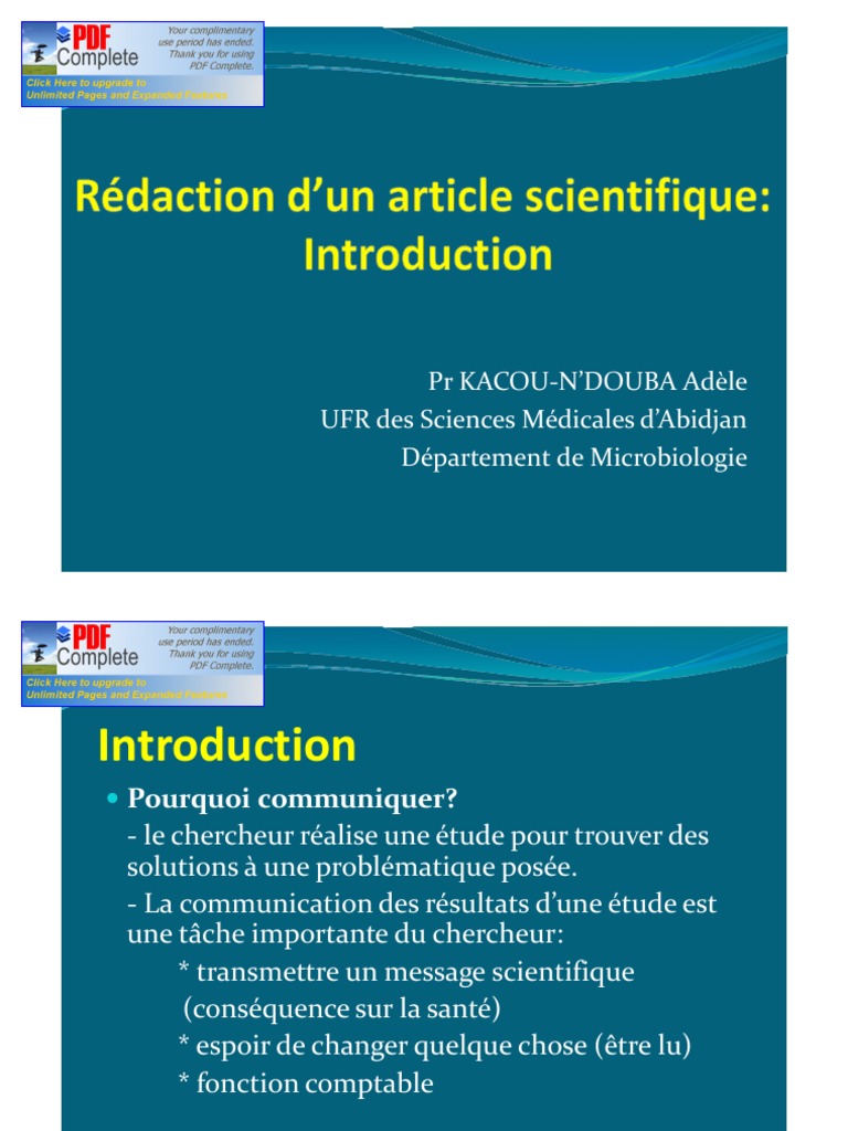 Rédaction D'un Article Scientifique Introduction - 2 | PDF | Lecture (Processus) | la communication