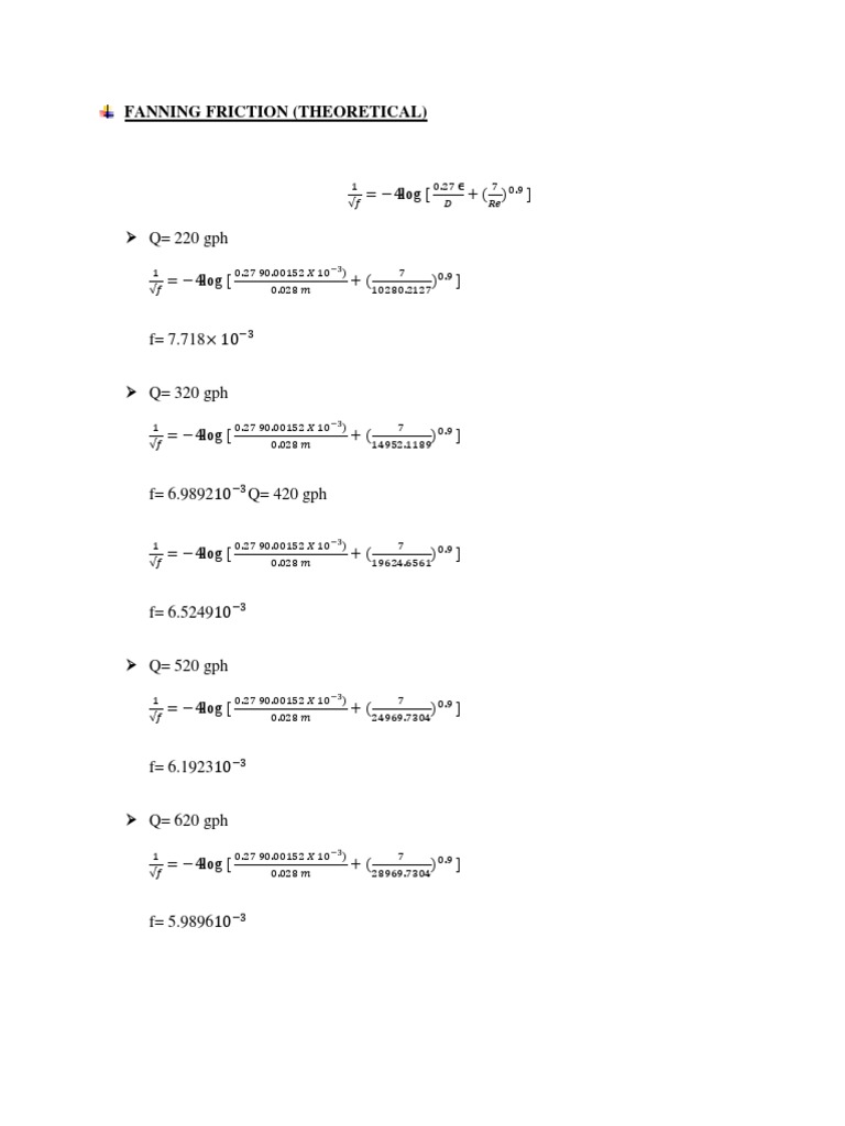 Theoretical Fanning Friction Calculations | PDF