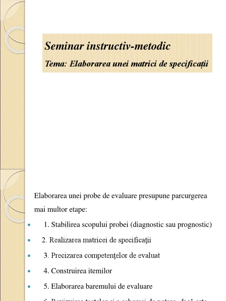 Matricea de Specificatie | PDF