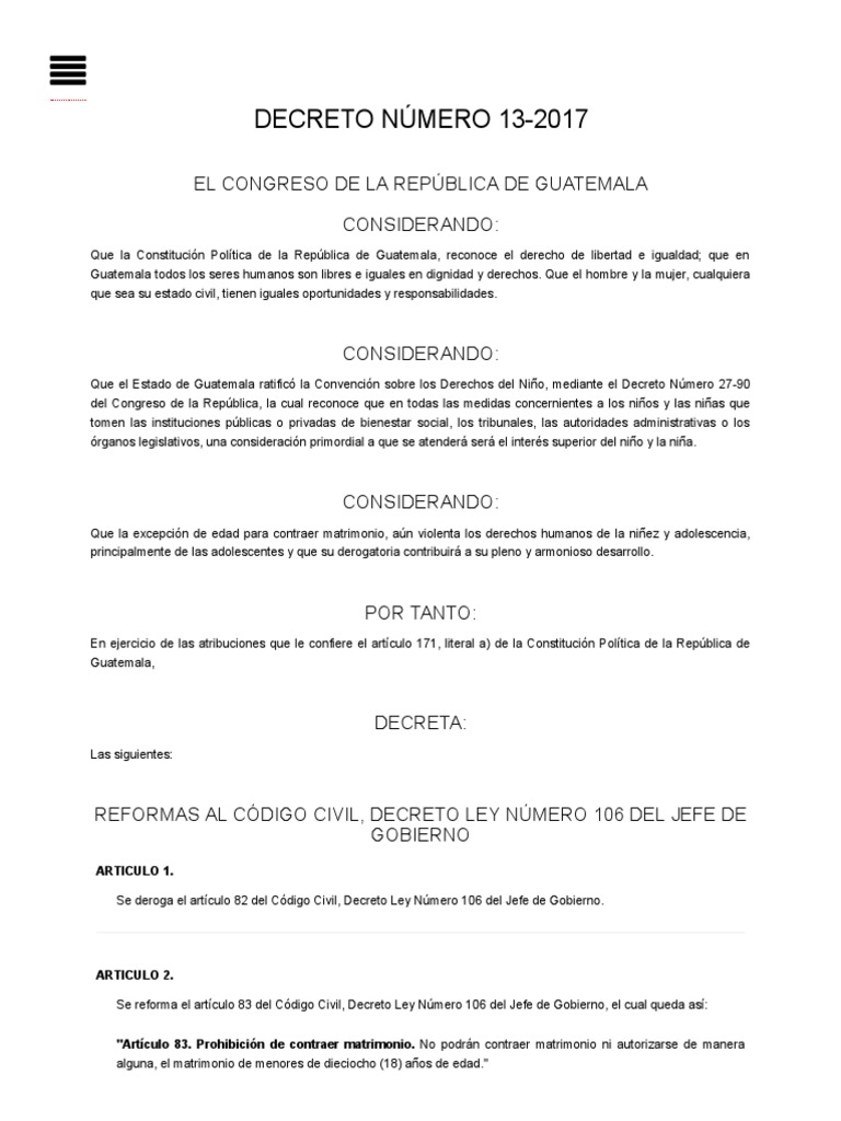 Reforma Codigo Civil | PDF | Guatemala | Principios éticos