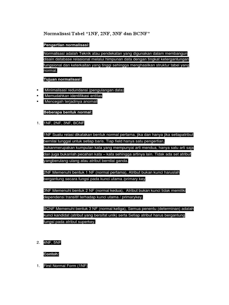 Normalisasi Tabel | PDF