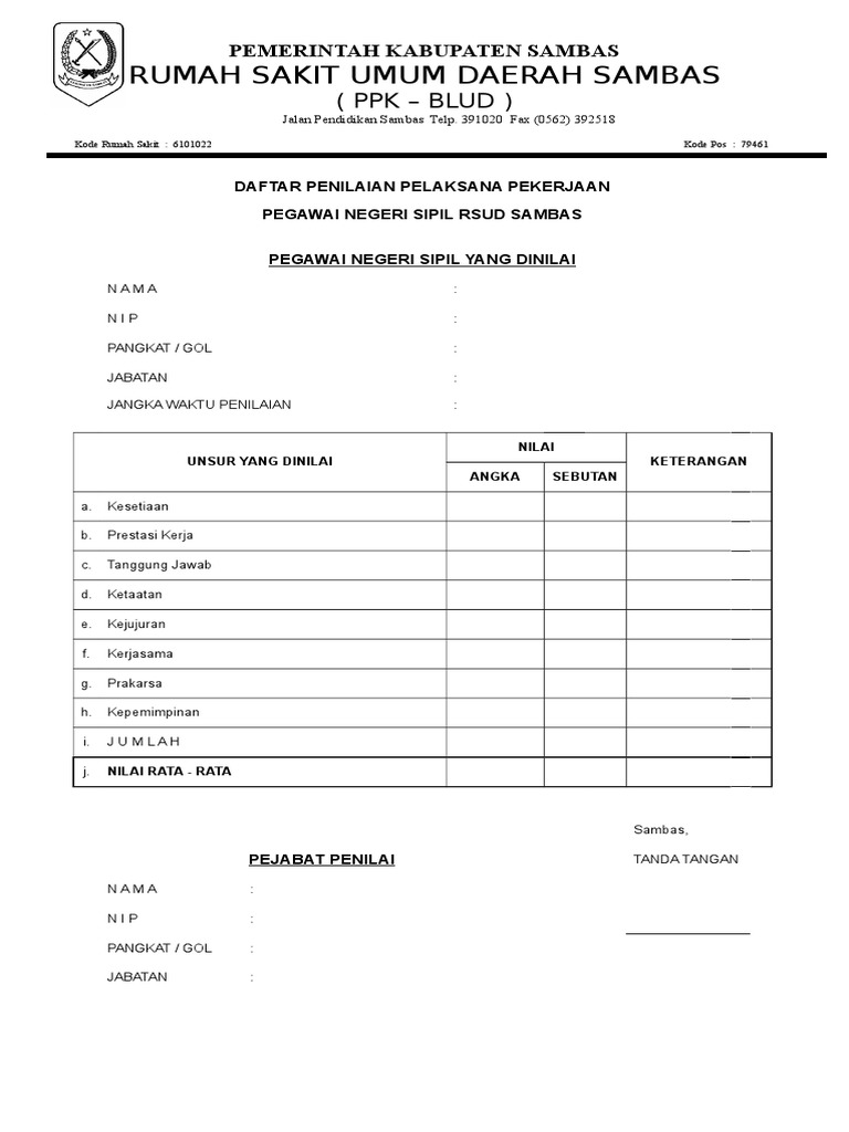 Blanko Penilaian Dp3 | PDF