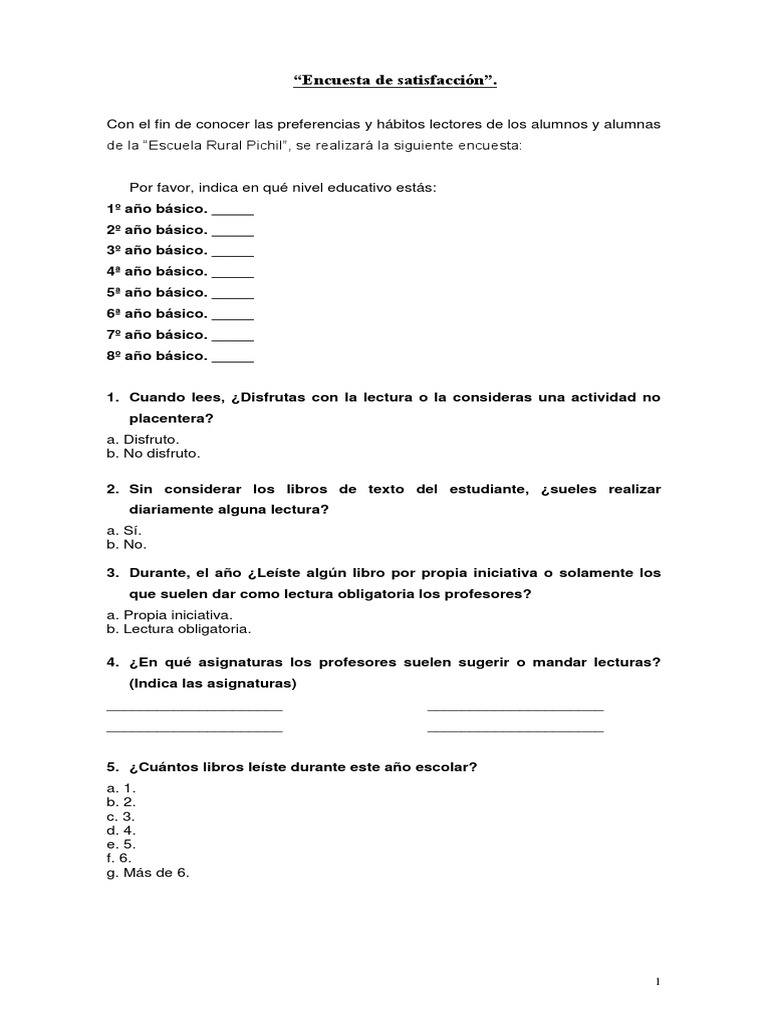 Encuesta Sobre Los Hábitos de Lectura | PDF