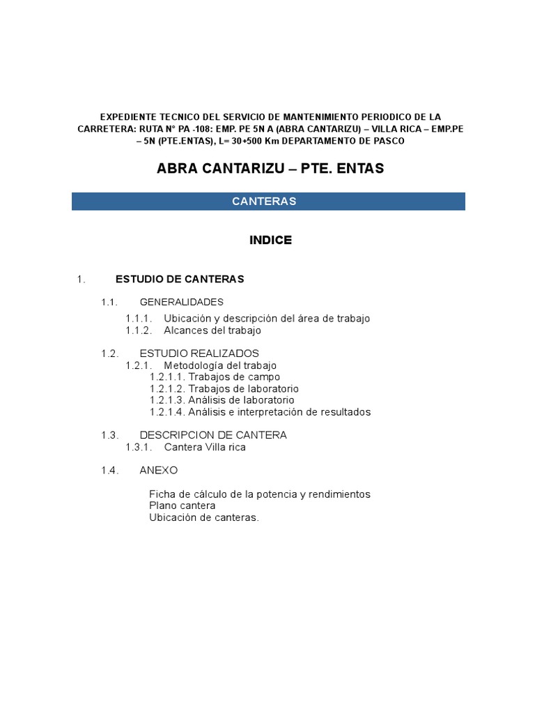 Informe Cantera Villa Rica | PDF | Laboratorios | La carretera