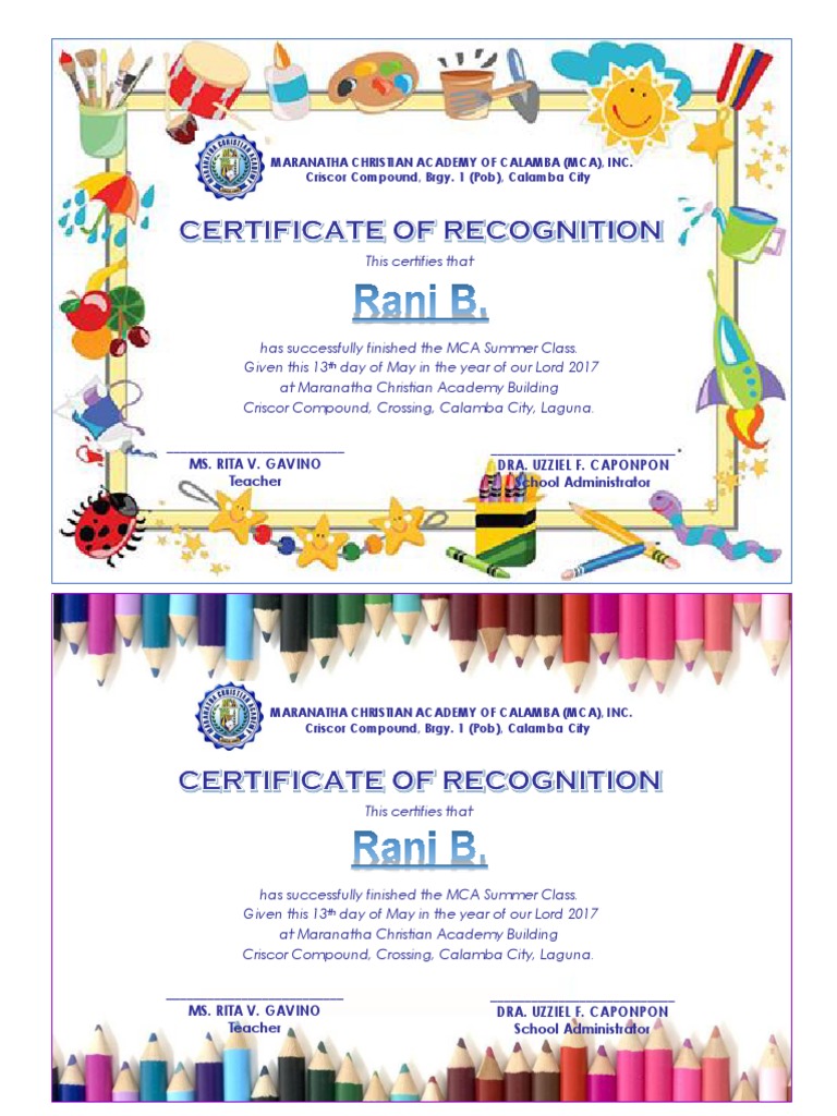 Summer Class Certificate | PDF