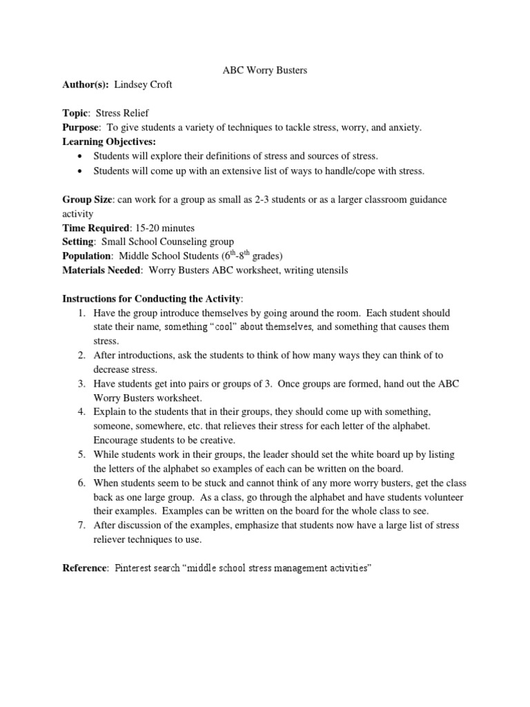 Middle School Stress Relief Guide | PDF