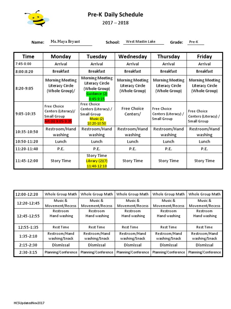 Updated Daily Schedule Web | PDF