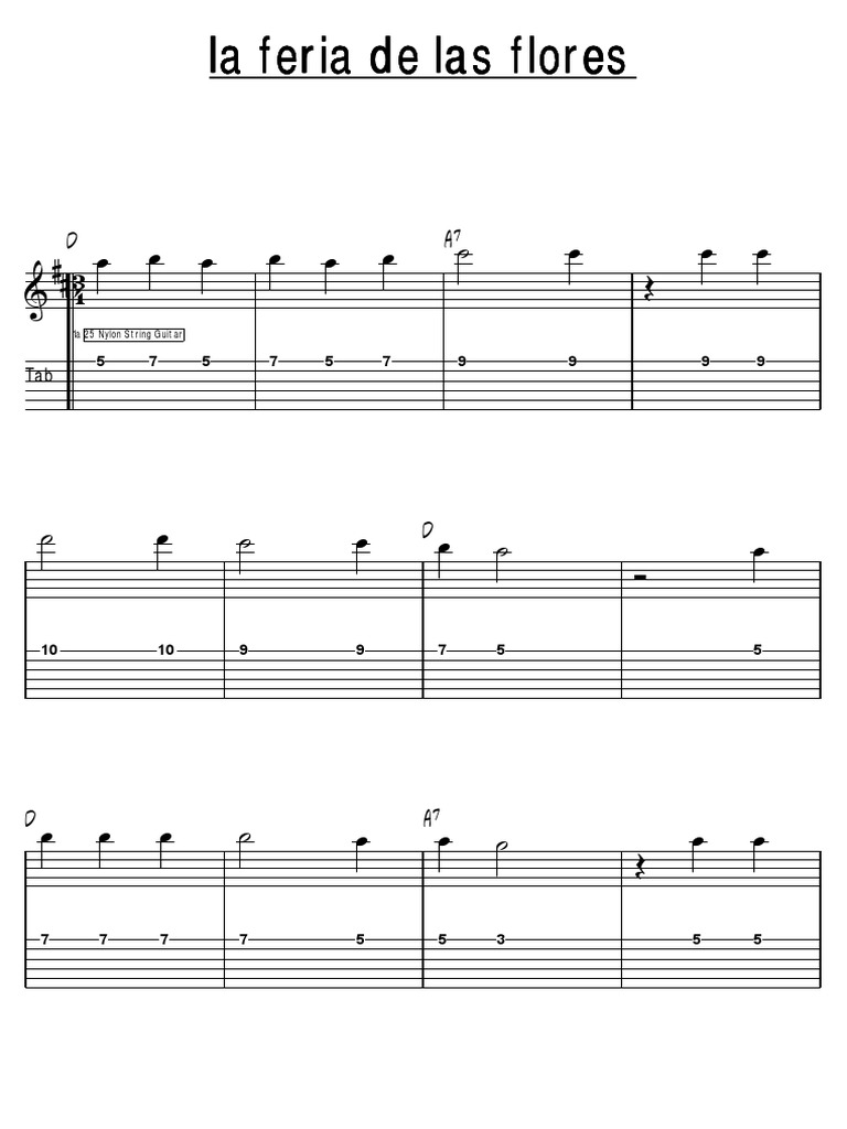 Acordes y Partituras: Feria de Flores | PDF | Instrumentos de la ...