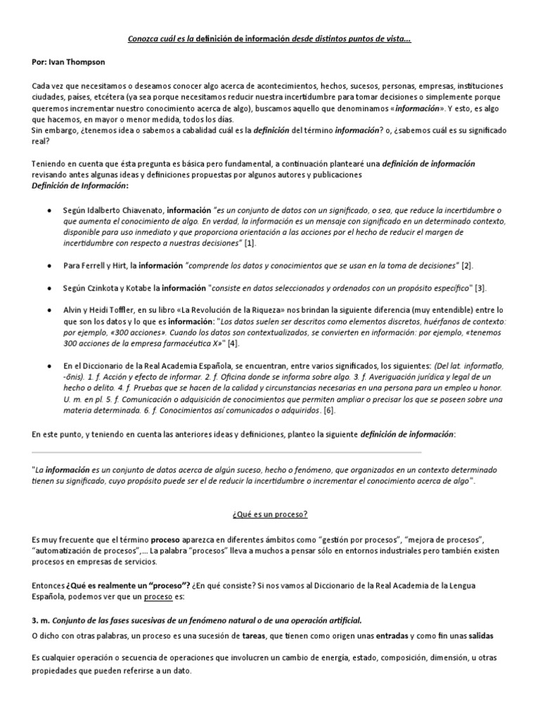 Definición y concepto de información | PDF | Información | Conocimiento