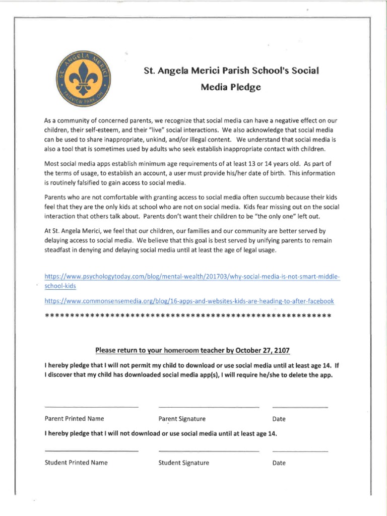 St. Angela Merici Social Media Pledge | PDF