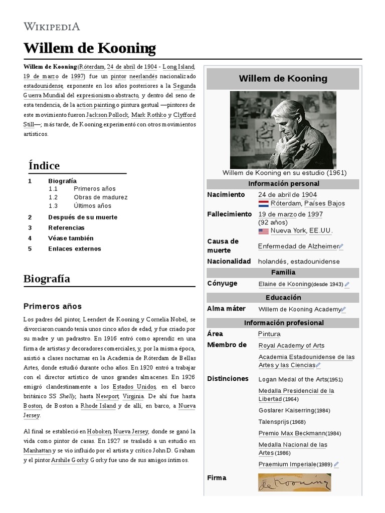 Willem de Kooning | Descargar gratis PDF | Arte Moderno | Modernismo