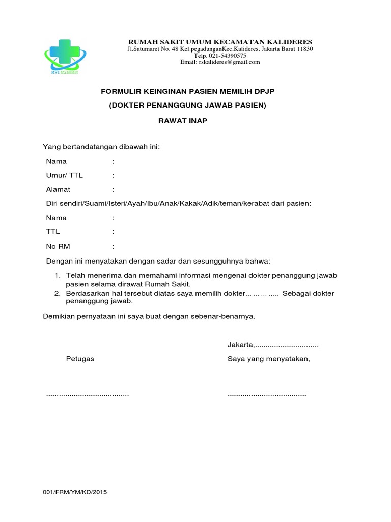 Form Pemilihan DPJP | PDF