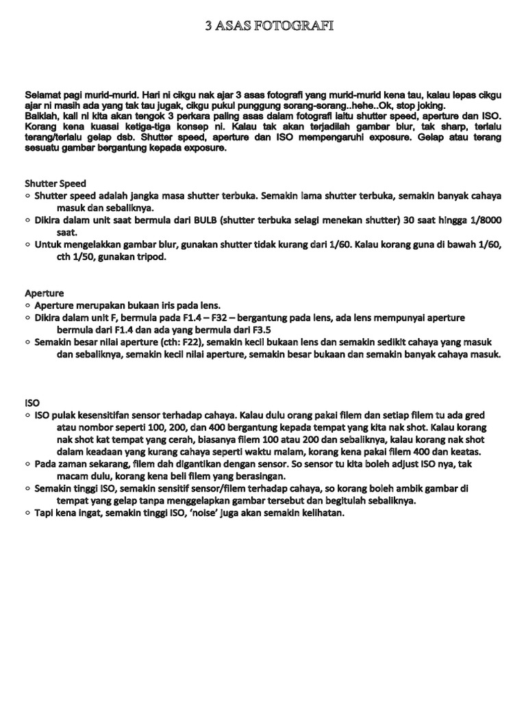 Nota Kelab Fotografi | PDF