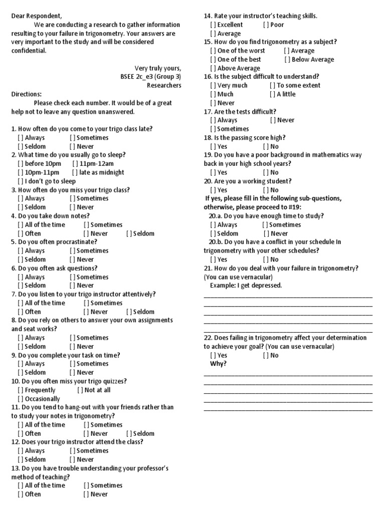 Questionnaire | PDF | Cognitive Science | Learning