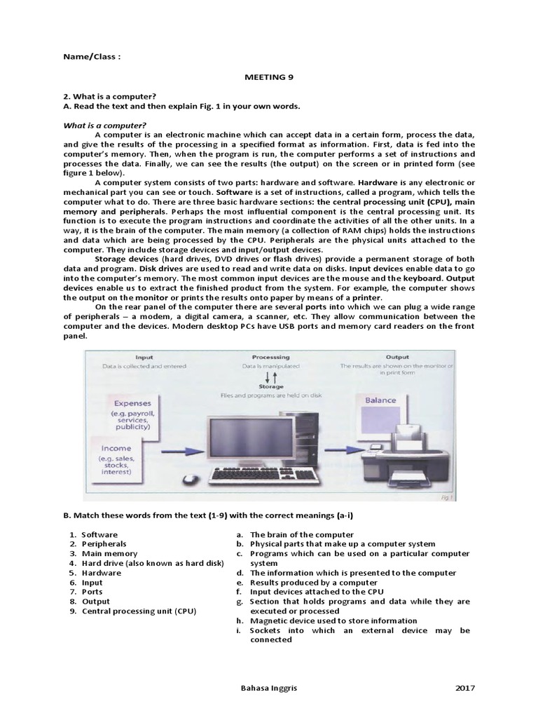 MEETING 9 - Bhs Inggris | PDF | Computer Data Storage | Input/Output