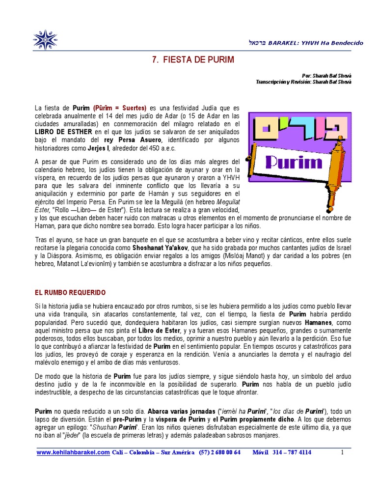 Fiesta de Purim: Tradiciones y Significado | PDF | Judios y judaísmo ...