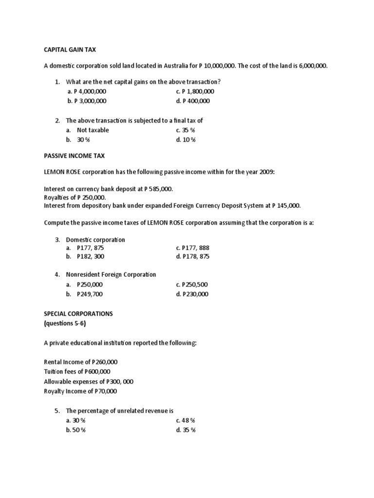 Quiz | PDF | Taxes | Income