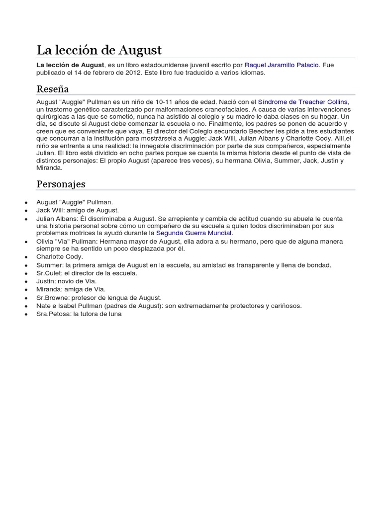 La Lección de August | PDF