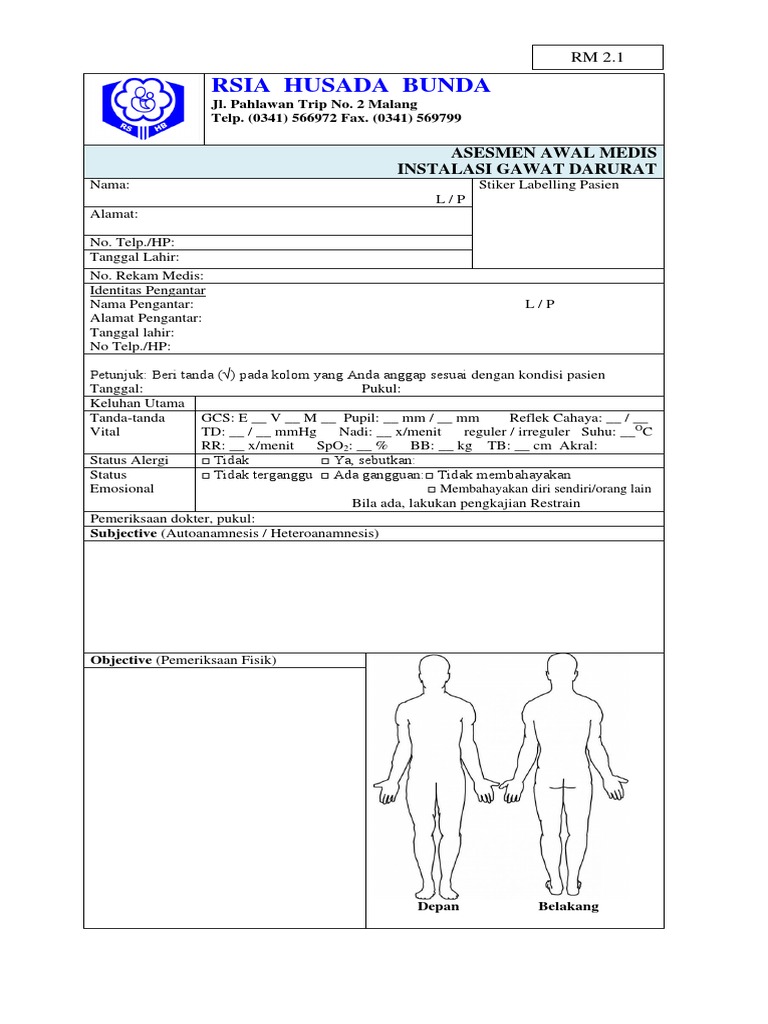 !!!form Fix (2.1 Asesmen Awal Medis Igd) Alt | PDF