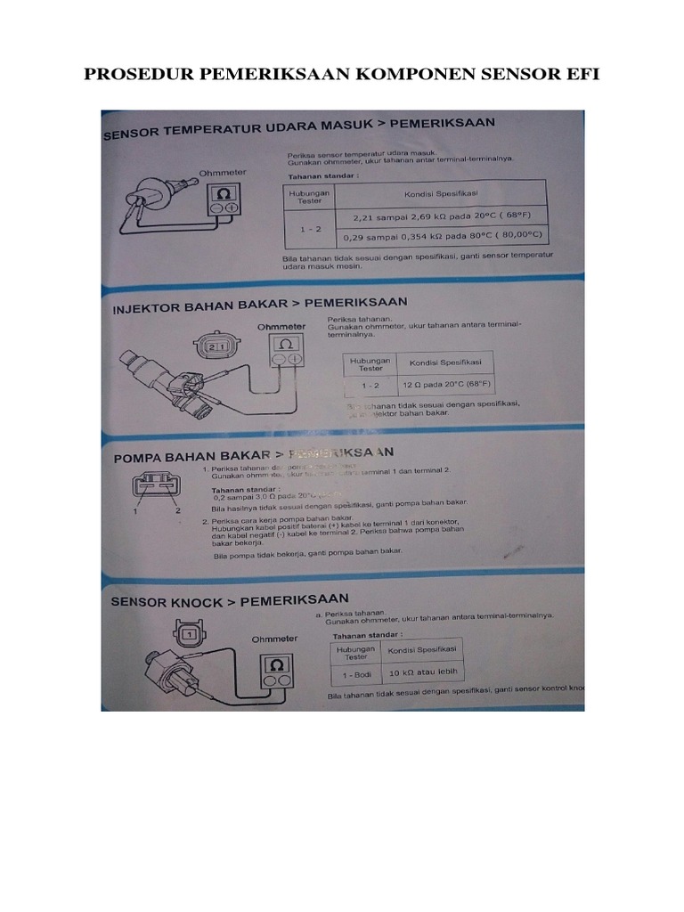 Prosedur Pemeriksaan Komponen Sensor Efi | PDF