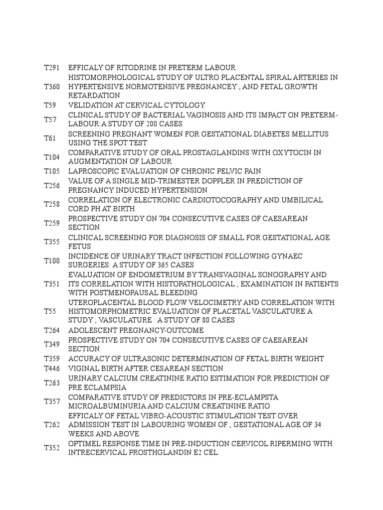 OBG Theses Topics | PDF | Childbirth | Preterm Birth