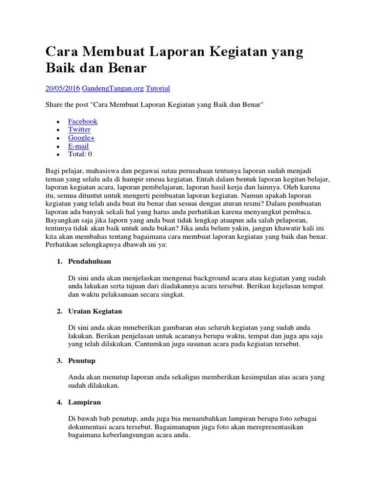 Cara Membuat Laporan Kegiatan Yang Baik Dan Benar | PDF