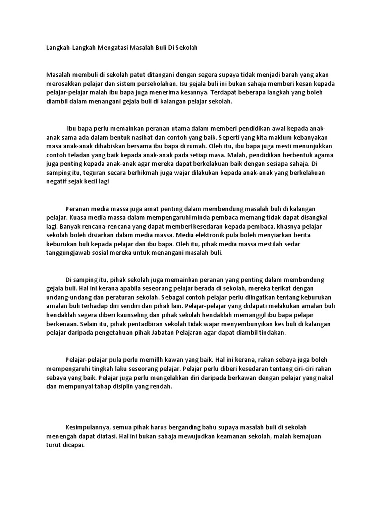 Langkah Mengatasi Buli | PDF