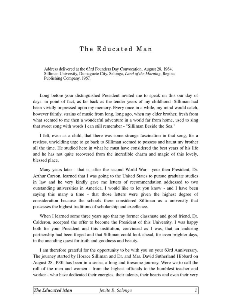 The Educated Man | PDF | Mind