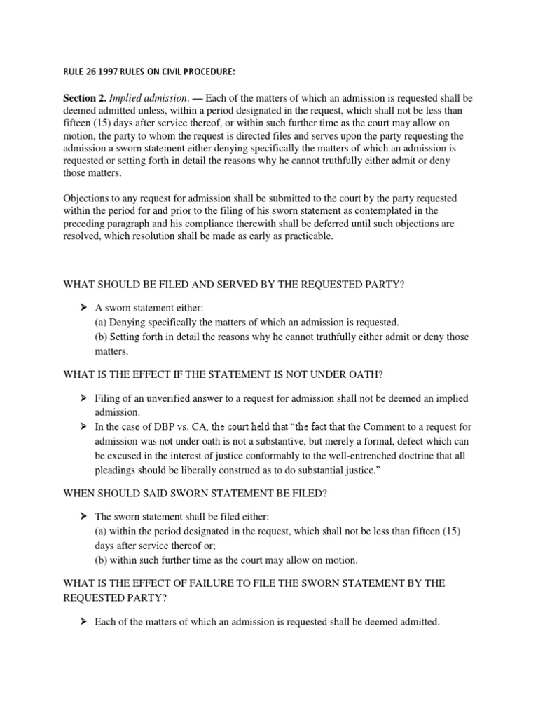 Rule 26 Section 2 | PDF | Pleading | Legal Procedure