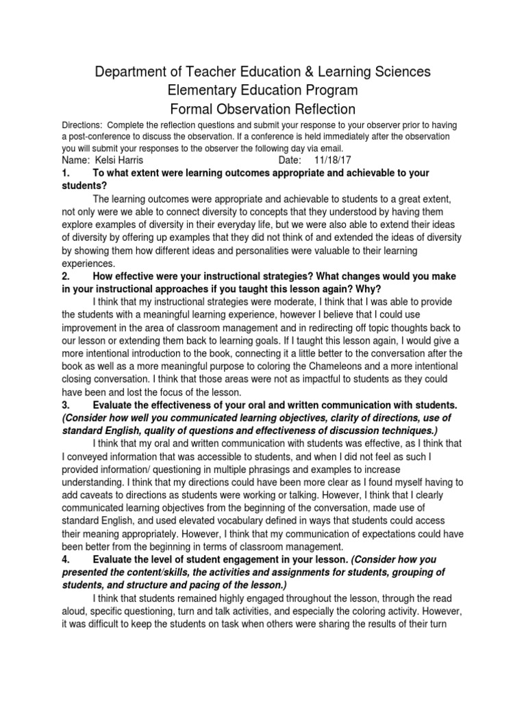 Post Observation | PDF | Classroom Management | Teachers