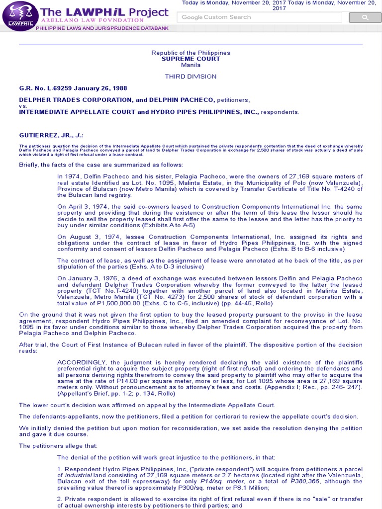 Delpher Trades Corp Vs CA G.R. No. L-69259 | PDF | Taxes | Stocks