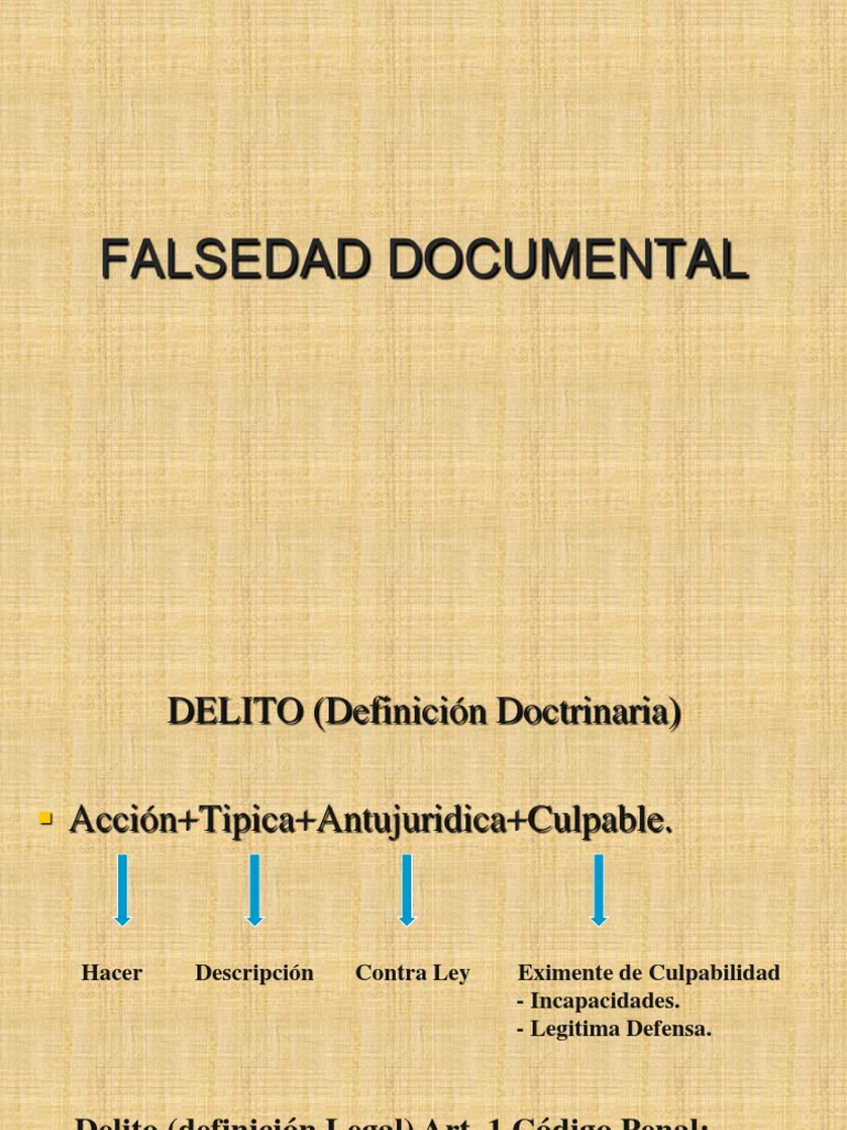 La falsedad documental.ppt | Derecho penal | Papel