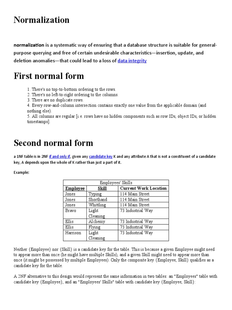 Normalization: Normalization Is A Systematic Way of Ensuring That A Database Structure Is ...
