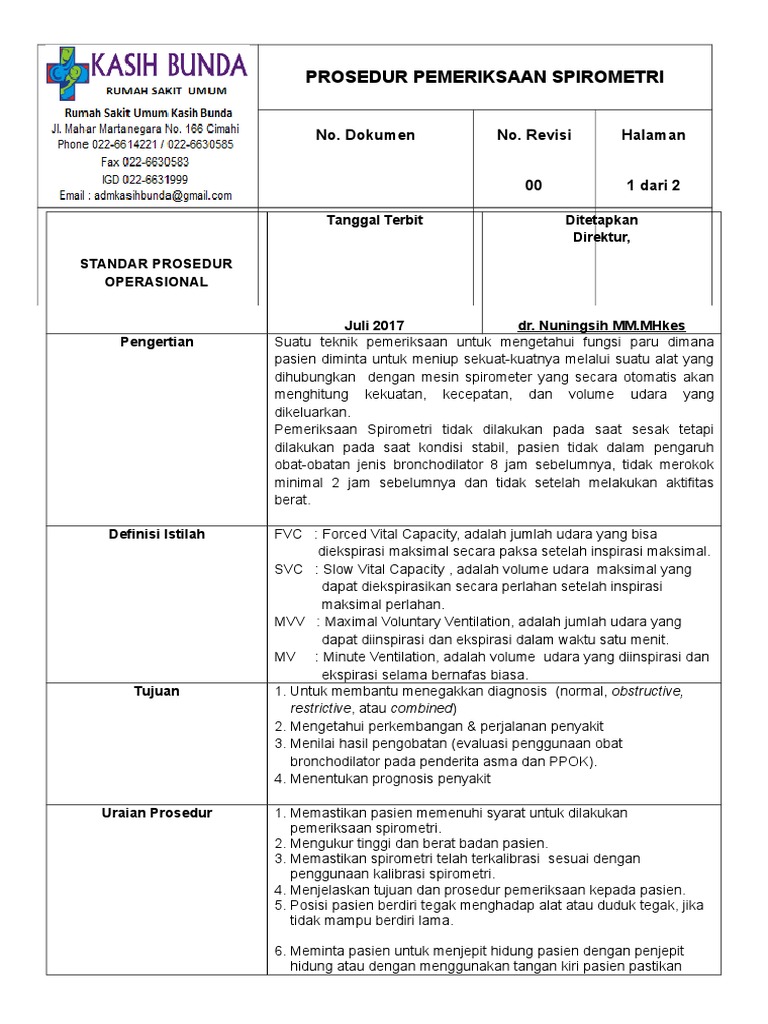 SPO Pemeriksaan Spirometri | PDF