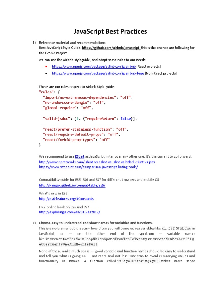 JavaScript Best Practices | PDF | Java Script | Namespace